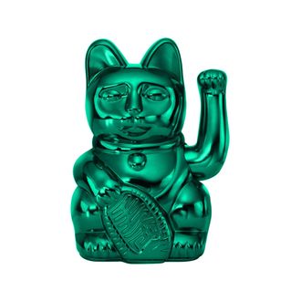 Donkey Lucky Cat Cosmic Edition Uranus Shiny Teal| Winkekatze, Maneki Neko, 15 cm, in Geschenkverpackung (Shiny Teal)