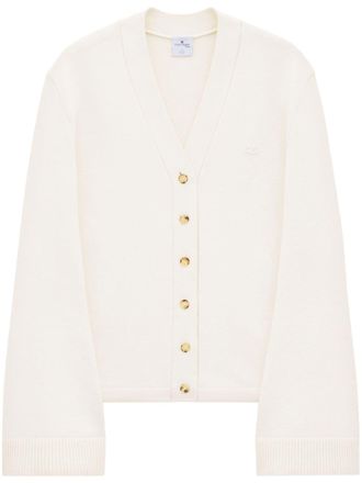 Courr&egrave;ges cardigan &agrave; logo appliqu&eacute; - Blanc