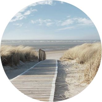 Reinders Glasbild, Weg durch die Dünen, Schlafzimmer, Poster, Wanddeko, Glasbilder, Glas, Blau, Ø 70cm