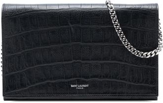 Saint Laurent Hobo Bags - Croc Embossed Leather Wallet On Chain - Gr. unisize - in Schwarz - f&uuml;r Damen