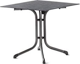 Sieger Boulevard Platte. Klapptisch, Polytec-Dekorplatte und Stahlrohr-Gestell, Eisengrau/Schiefer anthrazit, 80 x 80cm, 5130-30 KT