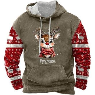 Generic DENGJIAMY - Sweat &agrave; capuche de No&euml;l moche pour homme, grande taille, chemise de vacances de No&euml;l, chemise &agrave; manches longues avec capuche imprim&eacute; P&egrave;re 