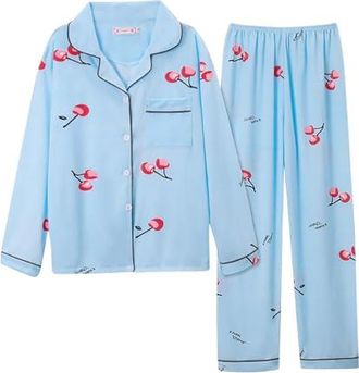 Generic Pyjama à manches longues pour femme, vêtements de nuit en polaire, pyjama pour femme, automne et hiver, gilet à manches longues, pantalon de costume, 