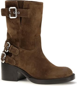 Chlo&eacute; Womens Dakota Boots Suede Chocolate Brown Calf Leather Bos Taurus