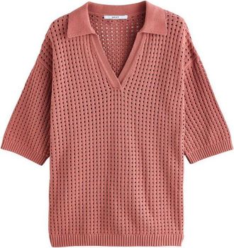 Next T-Shirt Mesh Fly Poloshirt mit Kragen aus 100 % Baumwolle (1-tlg)