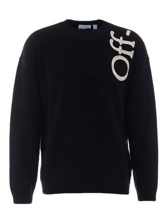Off-white Rundhalspullover - Schwarz