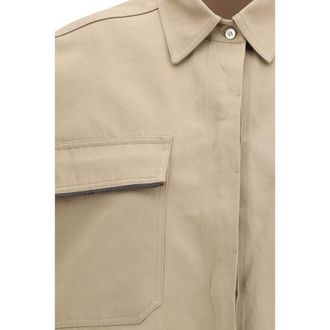 Brunello Cucinelli Cotton-Linen Short-Sleeve Shirt - Beige
