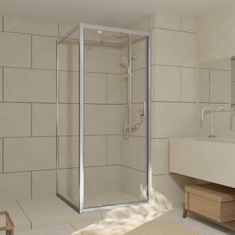 Aurlane Aurlane - porte de douche pivotante et retour 80x80x200cm - profilés chrome - verre trempé 6mm