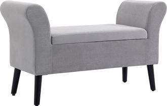 HOMCOM Sitzbank Polsterbank mit Stauraum Armlehnen Truhenbank modern Flur Schlafzimmer Wohnzimmer samtartiges Polyester Gummiholz Hellgrau 111,5 x 41 x 65 cm