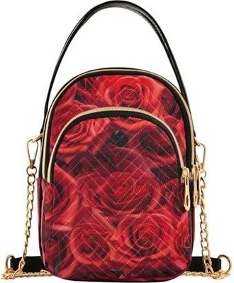 Mnsruu Sac à bandoulière pour femme - Rose et rouge - Avec bandoulière réglable