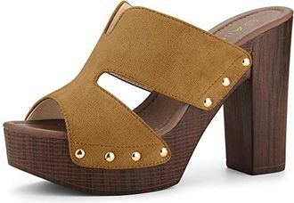 Allegra K Sandales à Talons compensés à Plateforme en Faux suède pour Femmes Brun 41