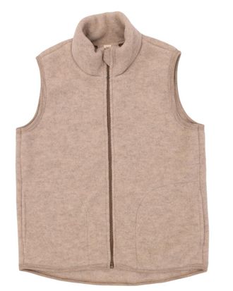 Engel Damen Fleece Weste mit Rei&szlig;verschluss, 100% Wolle (Merino, kbT) (DE/NL/SE/PL, Numerisch, 46, 48, Regular, Regular, Sand)