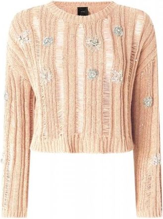 Pinko Pinko, Femme, Pulls, Beige, Taille: 40 FR Maille &agrave; col rond