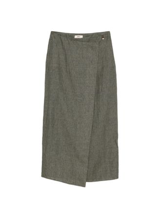 Herno Womens Long Linen Skirt Green