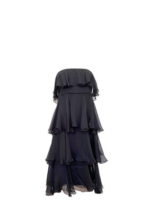 Thomas Wylde Silk Black Tiered Strapless Dress Size S