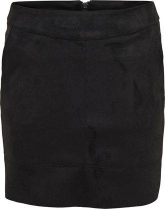 Only Damen Wildleder Rock Julie Faux Suede Bonded Bleistiftrock Ohne Schlitz, Farben:Schwarz, Gr&ouml;&szlig;e:34