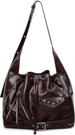 Generic Sac &agrave; bandouli&egrave;re en cuir synth&eacute;tique de grande capacit&eacute; Sacs &agrave; bandouli&egrave;re Plusieurs poches Sac de courses pour femmes Automne et hiver, caf&eacute;, 13.39x