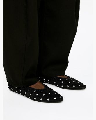 Arket Ballerina Aus Veloursleder Mit Nieten -Schwarz