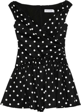 Self Portrait Minikleid mit Polka Dots - Schwarz