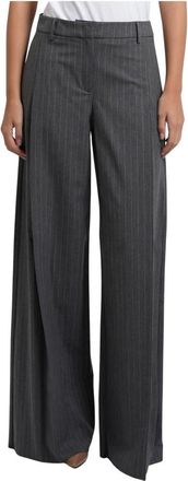 Pennyblack Pantalon large &agrave; rayures - Femme - Pantalons - Gris - Taille: 42 FR