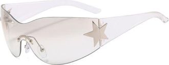 Generic Lunettes de soleil tendance punk 2026 2024 pour homme et femme - Lunettes de soleil tendance enveloppantes - Décoration détoiles - Lunettes UV400, C5,