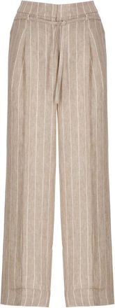 PESERICO Femme, Pantalons, Beige, Taille: 42 FR Linen Pantalons