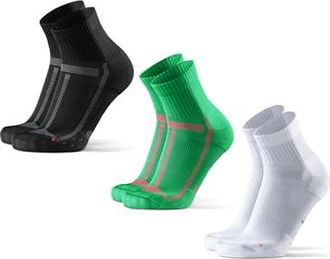 Danish Endurance Chaussettes de Running Longue Distance, Anti-Ampoules, Soutien Vo&ucirc;te Plantaire, 3 Paires, Multicolore (1x Noir/Gris, 1x Vert, 1x Blanc), 35-38
