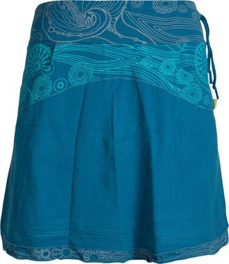 vishes Alternative Bekleidung - Lagenlook Goa Hippie Damen Rock Kurz Breiter Bund Taschen R&ouml;cke t&uuml;rkis 48