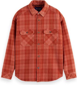 Scotch & Soda Herren Washed Denim Checked Overshirt, Rot kariert 610, XXL