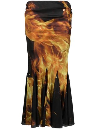 Balmain jupe mi-longue imprim&eacute;e - Noir