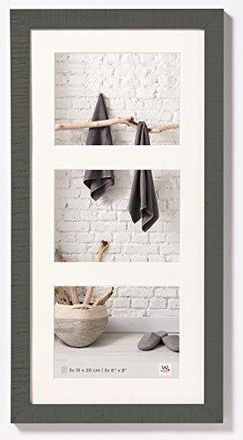 Walther Design Walther Design Cadre Photo Gris 3X 15x20 cm galerie avec Passe-Partout, Home Cadre en Bois HO352D