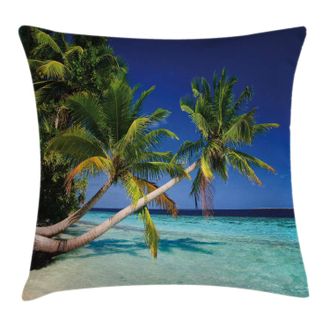 Abakuhaus Landschaft Kissenbezug, Tropic Island Palms, Waschbar mit Reißverschluss Kissenhülle mit Farbfesten Klaren Farben Beidseitiger Druck, 40 x 40 cm, Grün