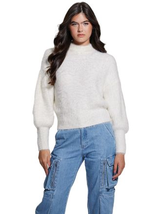 Guess Guess Damen Long Sleeve Keyla Sweater Pullover, Cremewei&szlig;, Klein