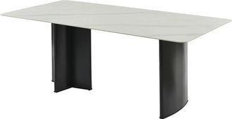 Vente-Unique Esstisch - 8 Personen - Keramik & MDF - Marmor-Optik Weiß & Schwarz - SINAN