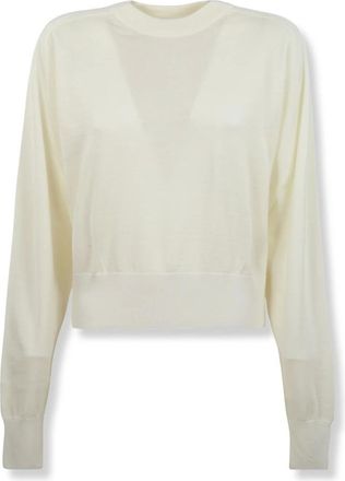 Jacquemus Femme, Pulls, Beige, Taille: 40 FR Pull à col rond côtelé avec logo brodé