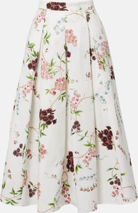 Erdem Jupe midi pliss&eacute;e en coton &agrave; imprim&eacute; floral