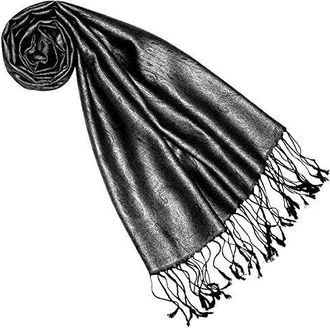 Lorenzo Cana Lorenzo 7860833 Cana Écharpe de luxe Pashmina pour femme Tissu jacquard 100% soie Motif cachemire Gris