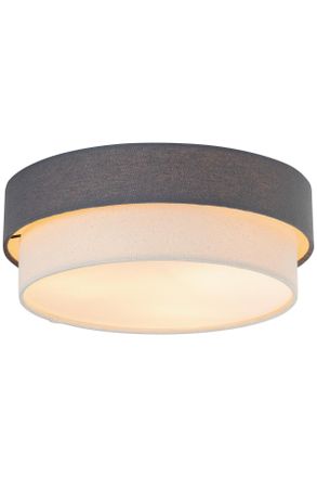 Novel Deckenleuchte, Anthrazit, Natur, Wei&szlig;, Metall, Kunststoff, Textil, 14 cm, Lampen & Leuchten, Innenbeleuchtung, Deckenleuchten