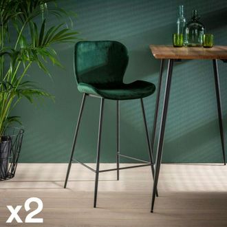Pier Import Pier Import - Chaise de bar en velours vert melbourne (lot de 2)