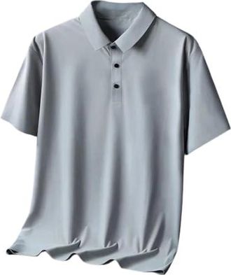 Generic Polo &agrave; manches courtes en soie glac&eacute;e pour homme - Style d&eacute;contract&eacute; - Coupe classique, gris, XXL