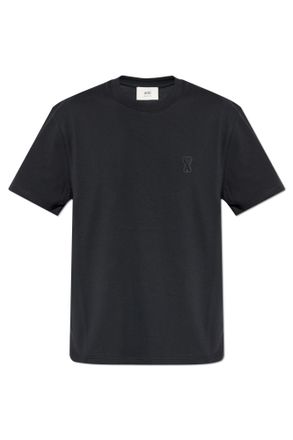 Ami T-shirt With Embossed Logo, Mens, Black