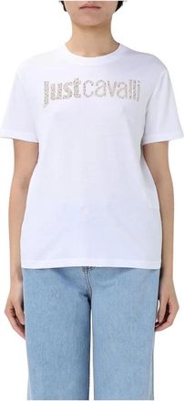 Just Cavalli Femme, Tops, Blanc, Taille: 34 FR T-shirt avec Impression Graphique Logo