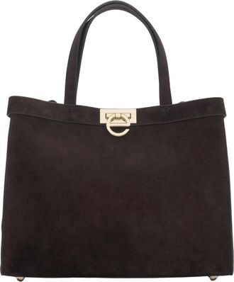 Estro & Luminara Femme, Sacs, Brun, Taille: ONE Size Sac fourre-tout en velours avec d&eacute;tails dor&eacute;s