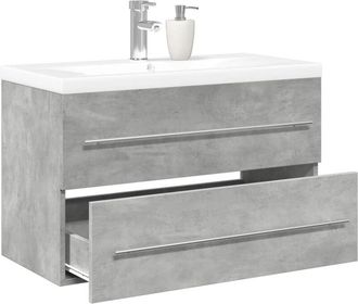 vidaXL vidaXL 2-tlg. Badm&ouml;bel-Set Betongrau Holzwerkstoff