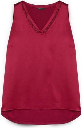 Fiorella Rubino Femme, Tops, Rouge, Taille: 42 FR Top col en V avec d&eacute;tail de dentelle