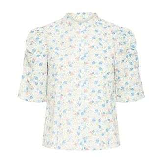 Ichi Blaue Blumen Kaschmirbluse - - Blouses & Shirts - Damen - Mehrfarbig - XS