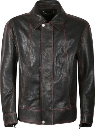 Golden Goose Homme, Vestes, Noir, Taille: M Blouson aviateur en cuir Nappa