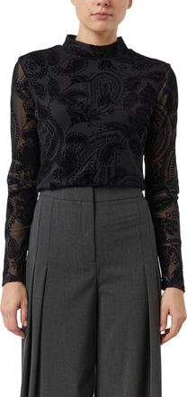 Comma Meshshirt mit floralem Samtdruck