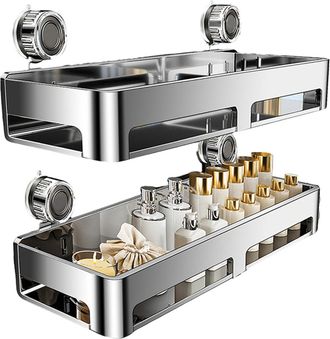 Generic Badezimmer-Regal-Organizer - Saugnapf-Regal | Saugnapf-Wandregale für Badezimmer | Rostfreier Halter Organisation und Aufbewahrung für Heimdekoration,