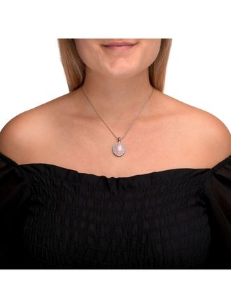 Zeeme Gemstones Halskette Silber 925 rhodiniert 42+5cm Rosenquarz Zirkonia